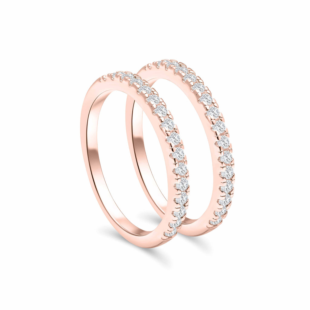 Rose Gold Wedding Bands | Half Eternity Wedding Band Set – Modern Gents