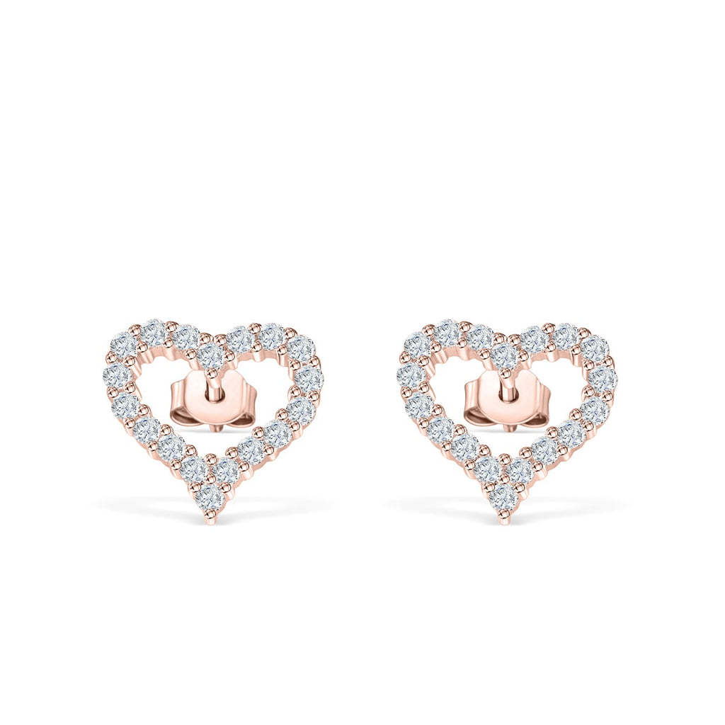 The Jasmine Rose Gold Diamond Heart Stud Earrings – Modern Gents